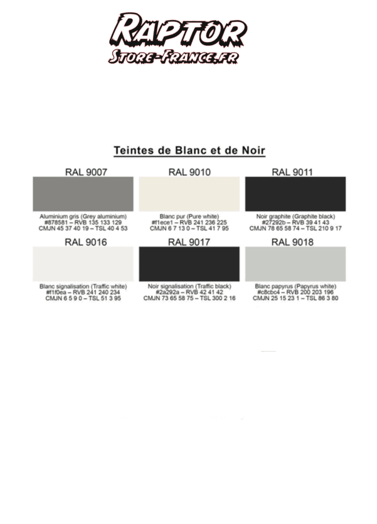 Colorant Ral 1kg pour RAPTOR » Raptor Store France