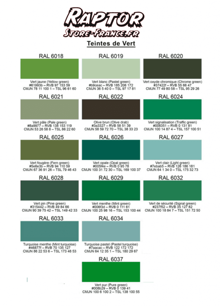 Colorant Ral 1kg pour RAPTOR » Raptor Store France